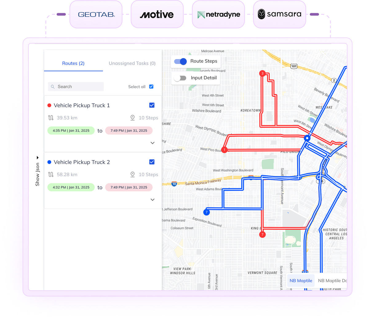 Route Planner App with Deep Telematics Integration